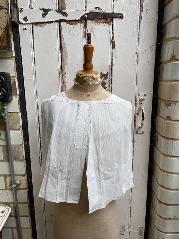 Antique Dutch white starched cotton bib shirt blouse … - Gem