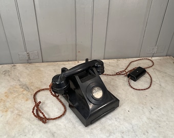 Antique Midcentury Black Bakelite GPO Telephone - Etsy
