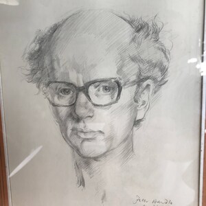 Original Vintage Pencil Drawing Self Portrait of Peter Wardle by ...