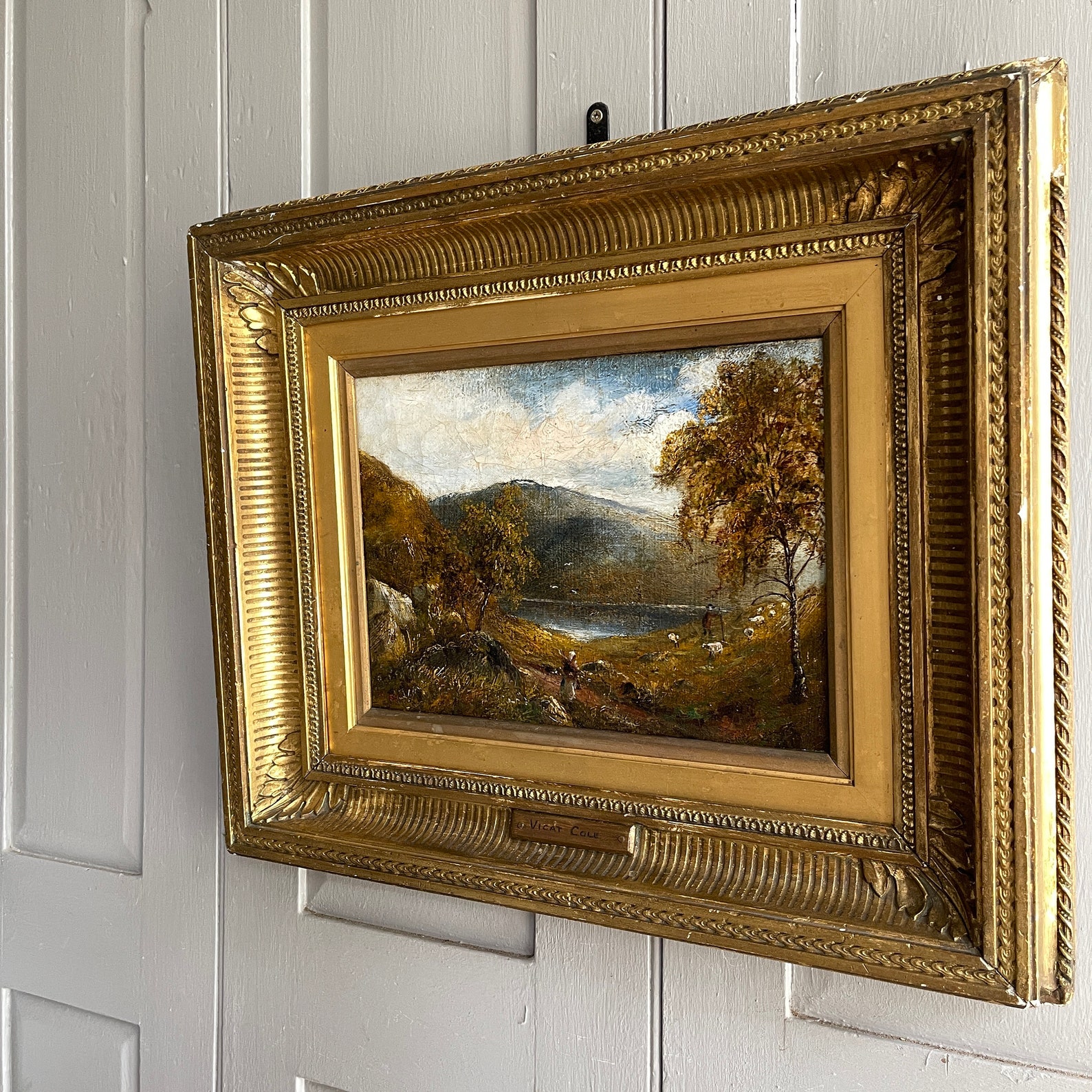 Antique Victorian Landscape Oil Painting With Sheep by Lake by - Etsy