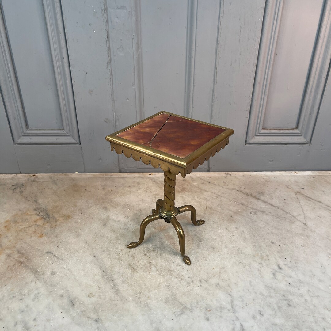 Antique Brass Display Stand With Ceramic Tiled Top - Etsy