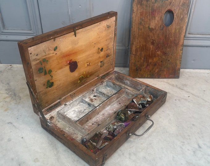 Antique Artists Wooden Paintbox With Palette - Etsy