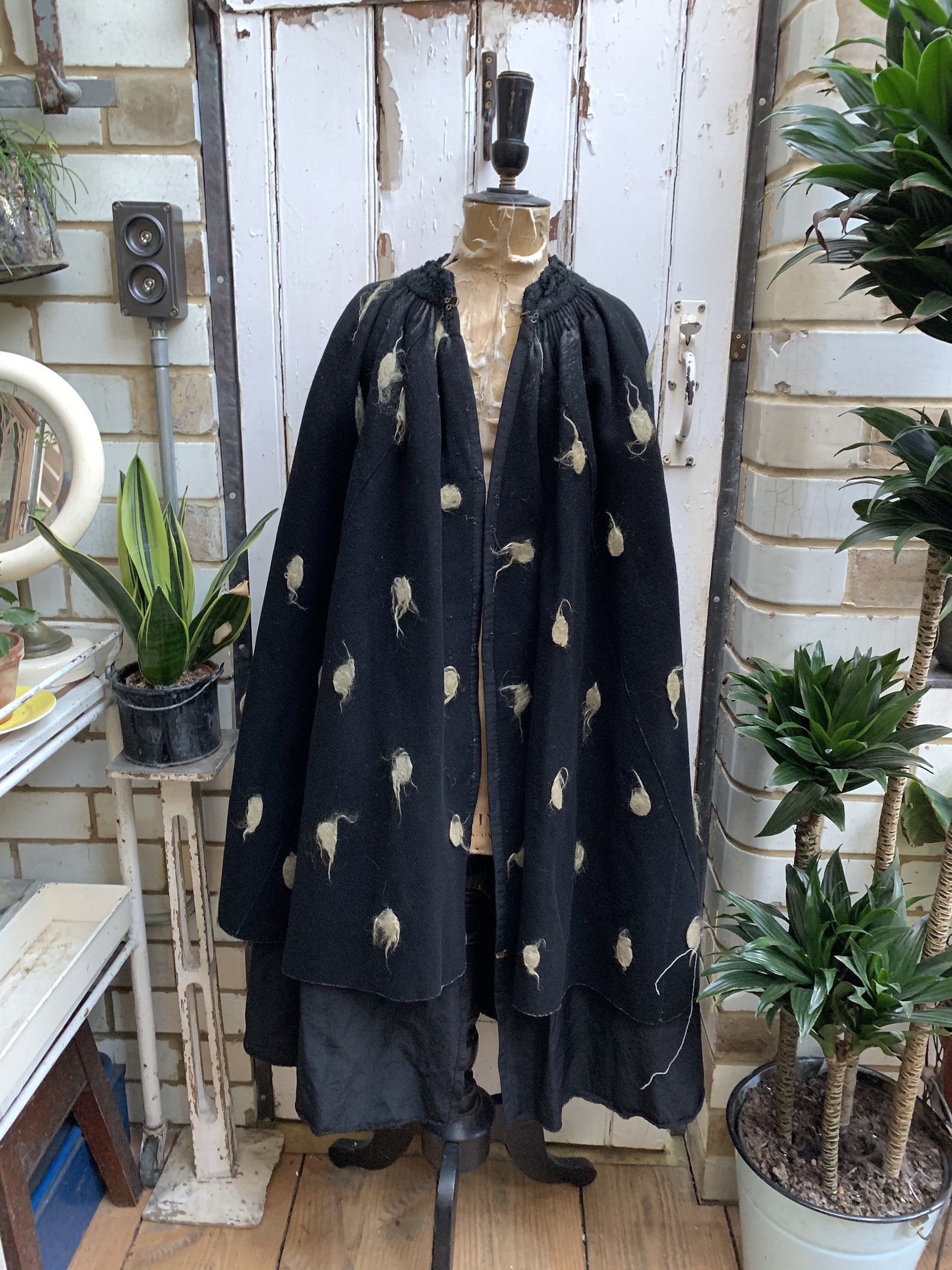 Antique Dutch handmade long black wool silk cape cloak one | Etsy