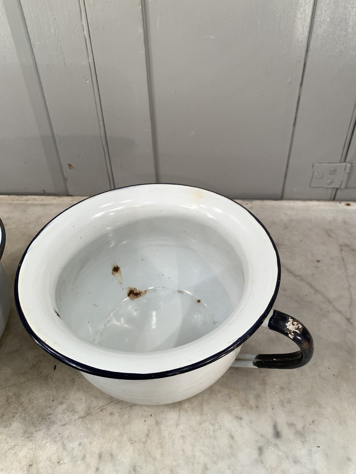 Couple antique vintage shabby enamel potty potties pots or | Etsy