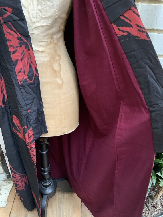 Antique vintage Japanese long black with red pattern … - Gem