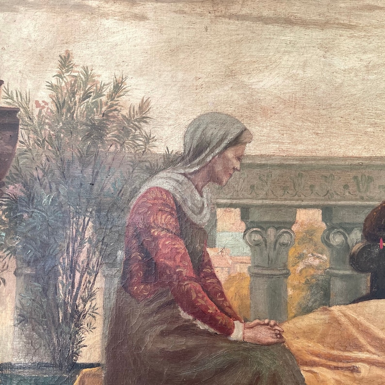 Antique Pre-Raphaelite style oil painting portrait study of a | Etsy