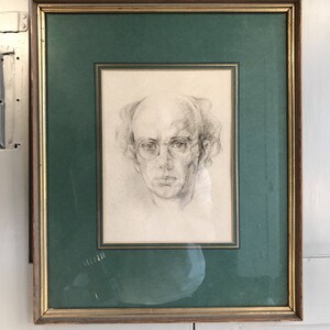 Original Vintage Pencil Drawing Self Portrait of Peter Wardle - Etsy