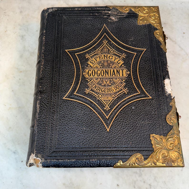 Large Antique Welsh Illustrated Family Bible - Etsy