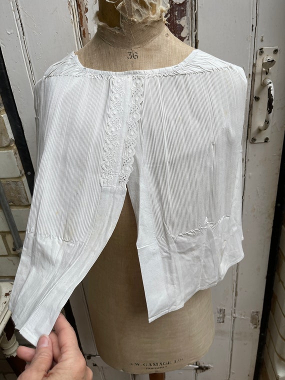 Antique Dutch white starched cotton bib shirt blouse … - Gem