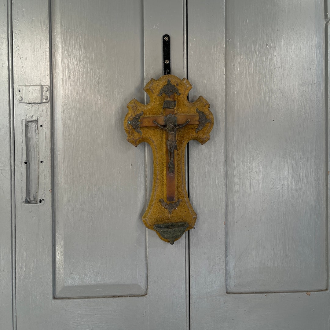 Antique French Gothic Crucifix on Velvet Plaque - Etsy