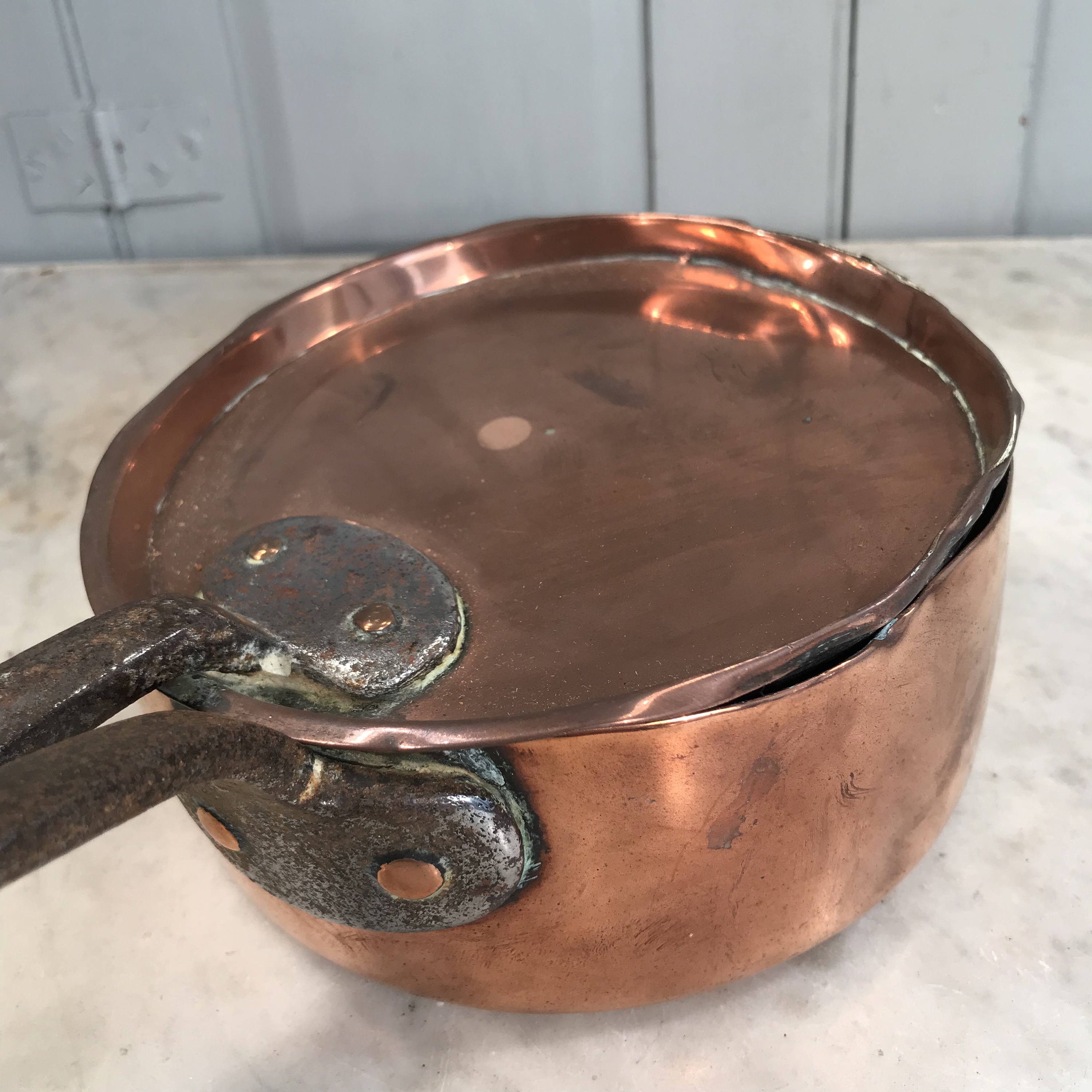 Antique copper saucepan & lid display item | Etsy