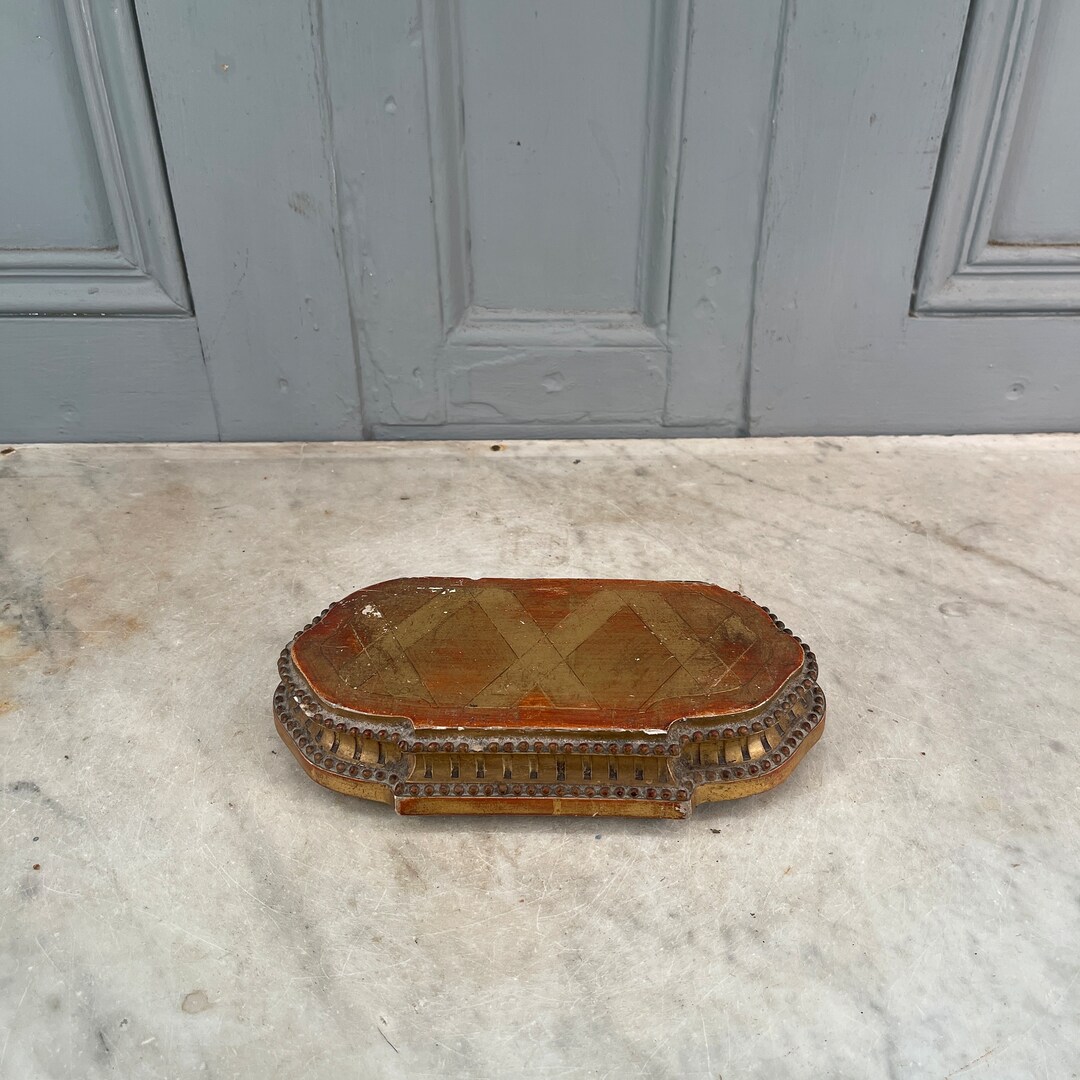 Small Antique French Gilt Ornate Clock Dome Base or Jewellery Display ...