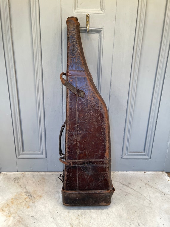 Antique leather leg of lamb gun case with owner's ini… - Gem