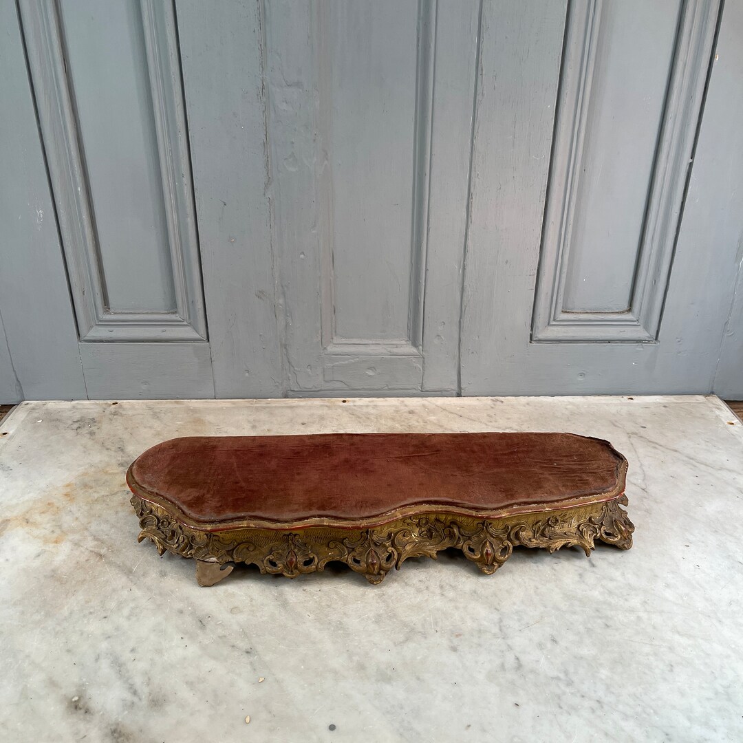Large Antique French Velvet Ornate Dome Base Gilt Jewellery Display ...
