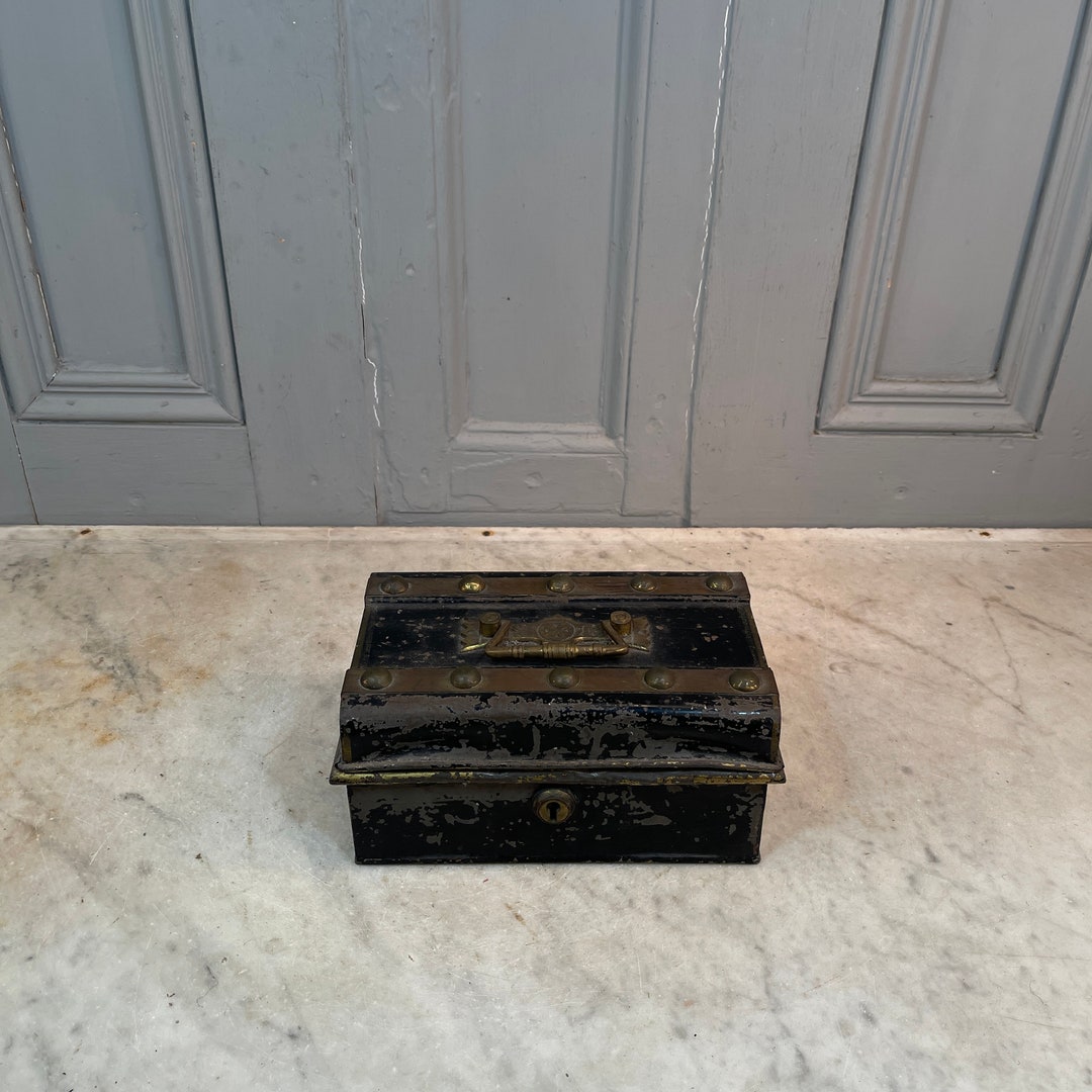 Antique Victorian Toleware Riveted Cash Tin or Box - Etsy