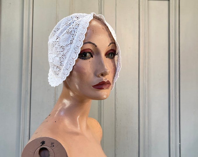 SOLD to Jessica Antique Dutch Handmade White Cotton Lace Bonnet Hat ...