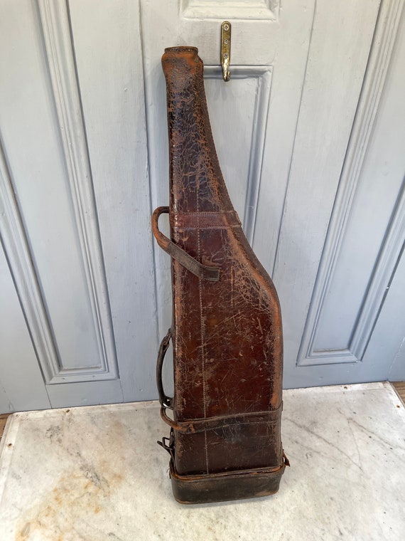 Antique leather leg of lamb gun case with owner's ini… - Gem