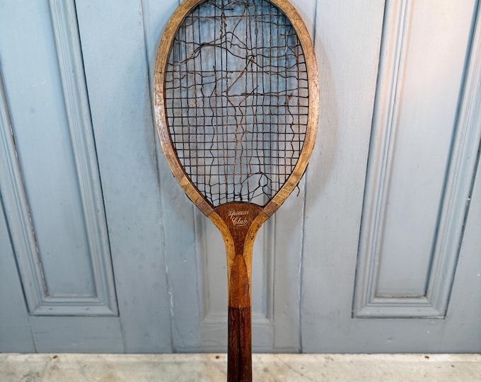 Antique Wooden Fishtail Tennis Racket - Etsy