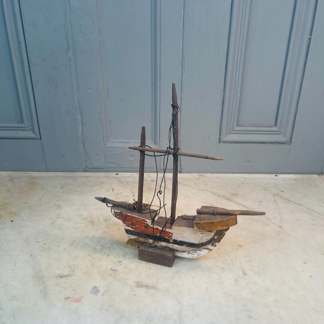 Antique French Model Wooden Sailing Ship From Paris Exposition Dated ...