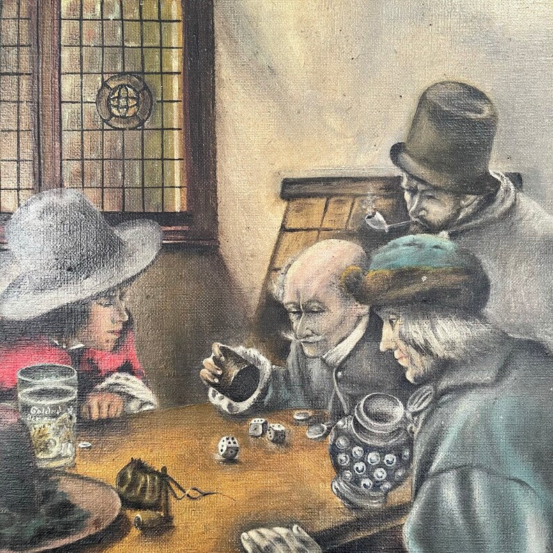 Antique Dutch Flemish Oil Painting Study of Four Men Playing | Etsy UK