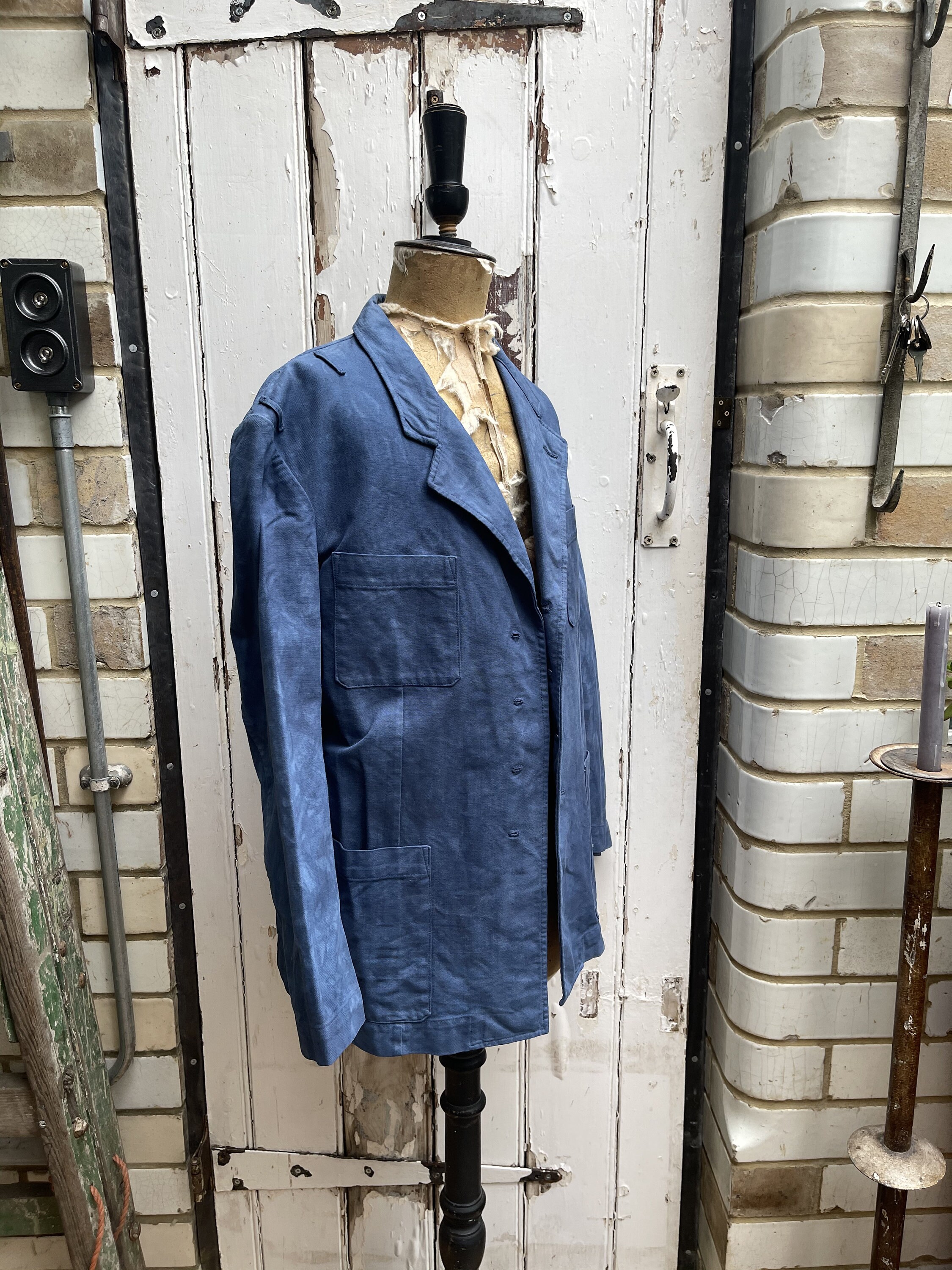 Antique French Blue Cotton Jacket Coat Size M UK 12 - Etsy Denmark