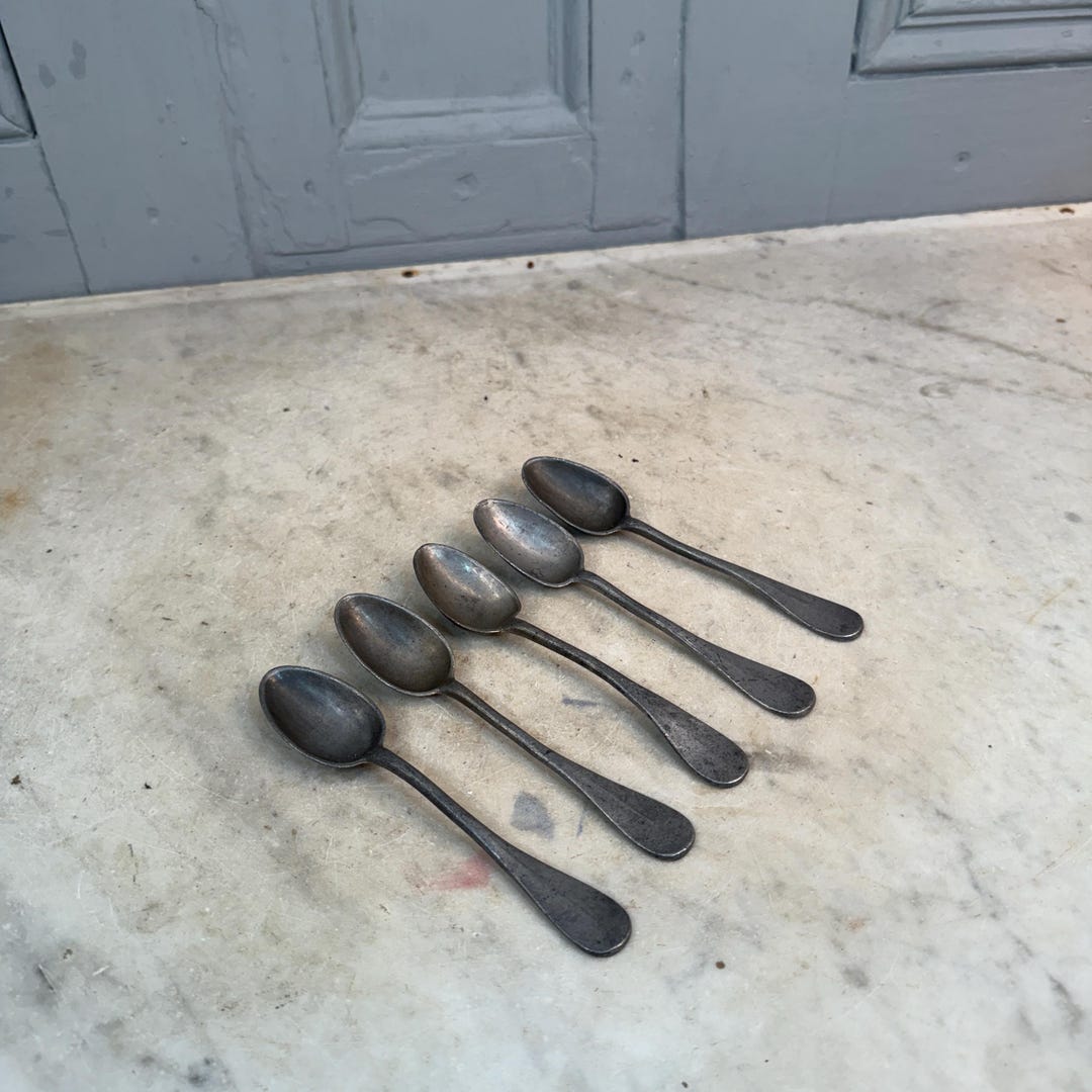 Set of 5 Antique Georgian Early Victorian English Pewter Teaspoons - Etsy