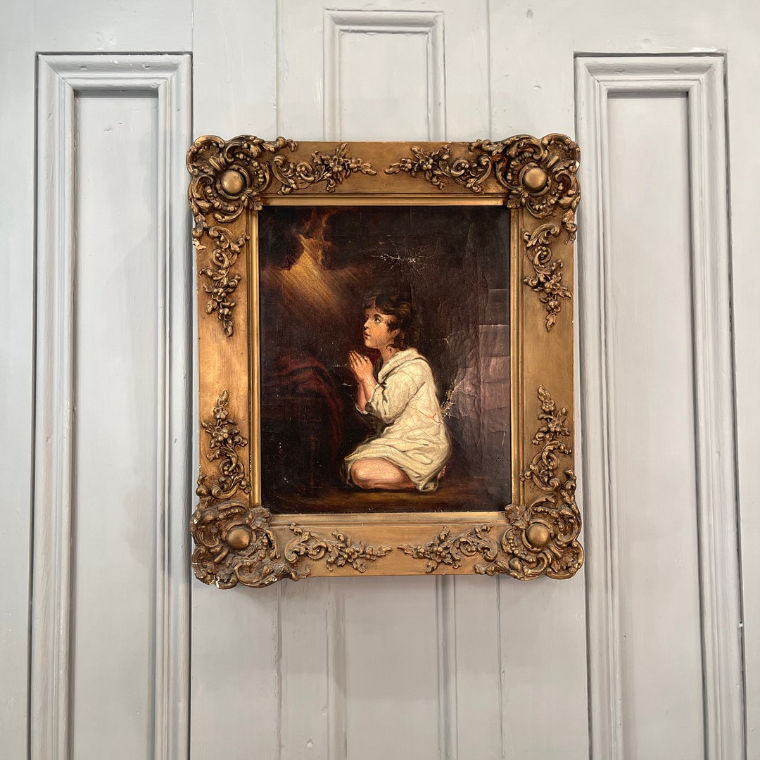 Antique Oil Painting Portrait Study of the Visitation of Samuel by an ...