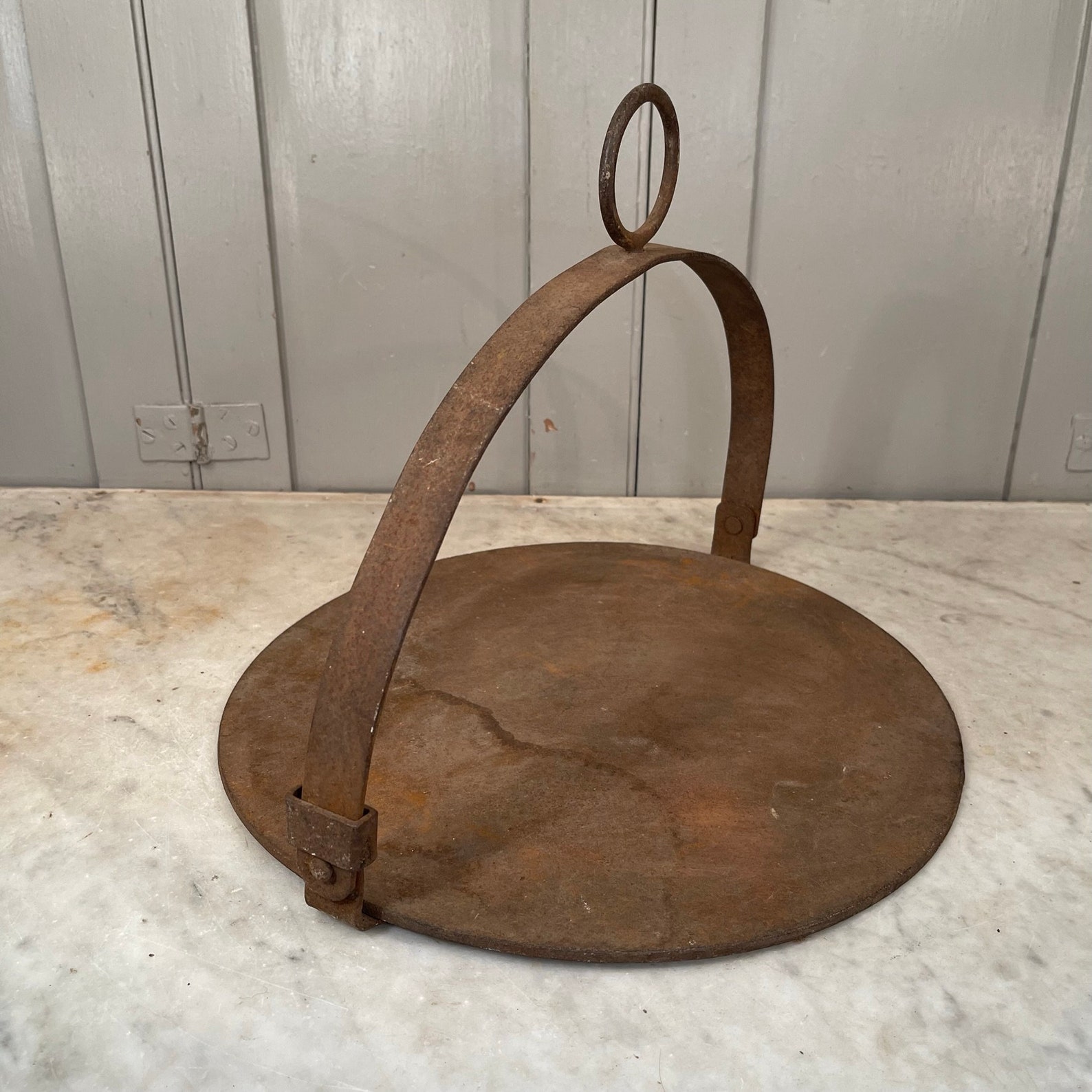 Large Antique Scottish 19th Century Hanging Cast Iron Griddle Plate or ...