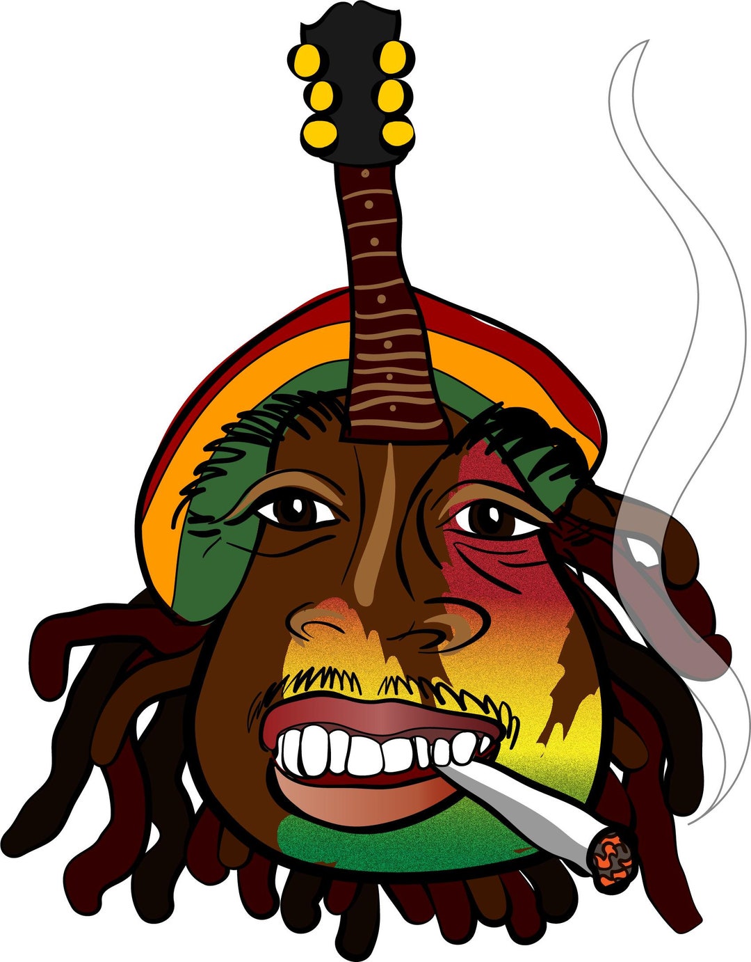 Bob Marley Sticker Reggae Fan Art Rastafarian Flag Custom Guitar ...