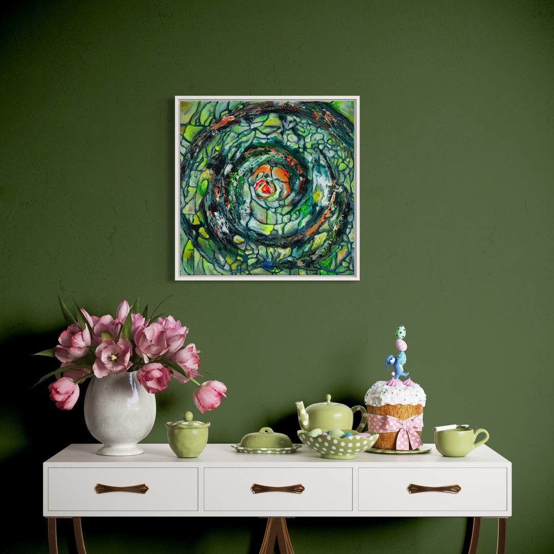 Green Art Objects Upcycled Painting Abstract Oil Art Room Wall Decor ...