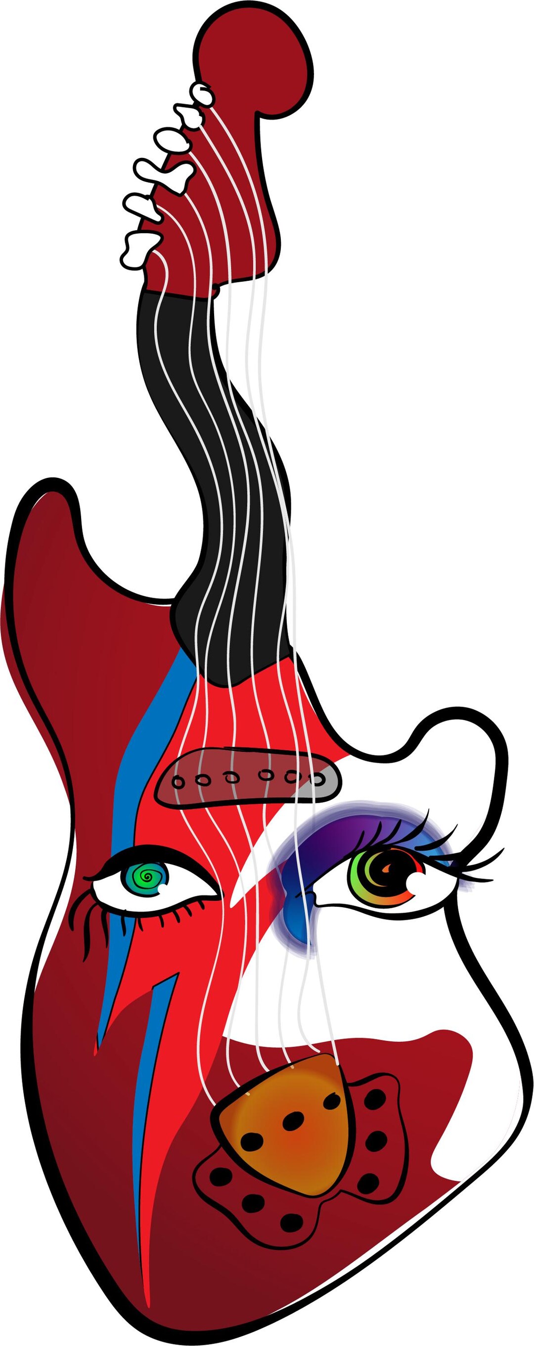 David Bowie Sticker Music Fan Art Rock'n'roll Decor Guitar Sticker ...