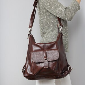 LEATHER BACKPACK PURSE Multi Way Rucksack Convertible Tote Bag ...