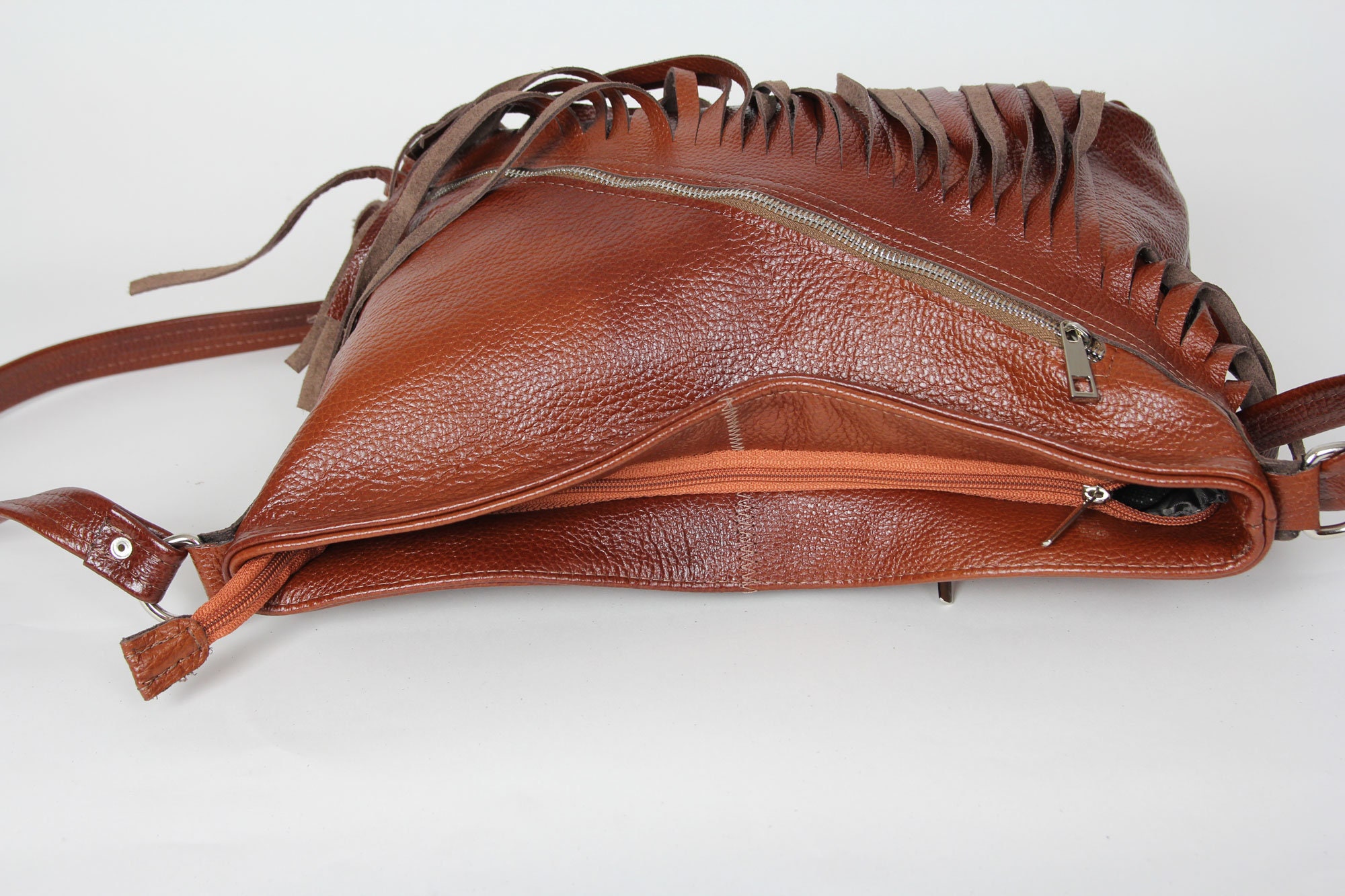 Western Bag Fringe Rustic Bag Leather Purse COGNAC BROWN | Etsy