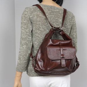 LEATHER BACKPACK PURSE Multi Way Rucksack Convertible Tote Bag ...