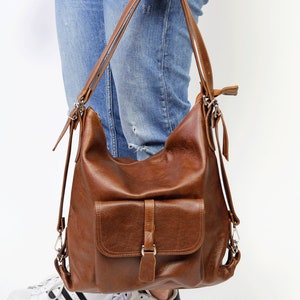 LEATHER Convertible BACKPACK PURSE Multi Way Rucksack, Leather Bag ...