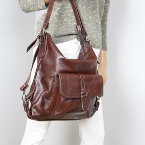 LEATHER BACKPACK PURSE Multi Way Rucksack Convertible Tote Bag ...