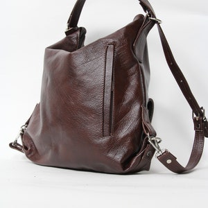 LEATHER BACKPACK PURSE Multi Way Rucksack Convertible Tote Bag ...