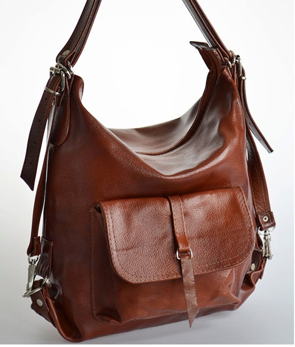 LEATHER BACKPACK PURSE Multi Way Rucksack Convertible Bag | Etsy