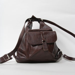 LEATHER BACKPACK PURSE Multi Way Rucksack Convertible Tote Bag ...