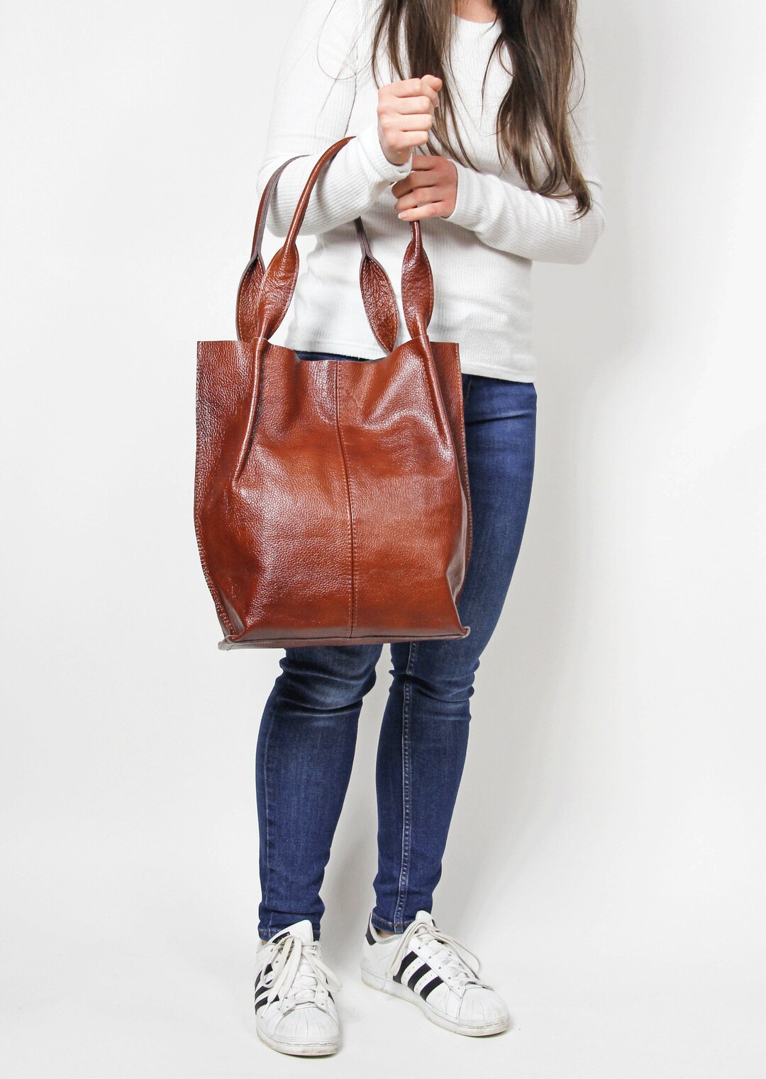 Cognac Brown Bag, Leather Purse, Leather Handbag, Italian Leather ...