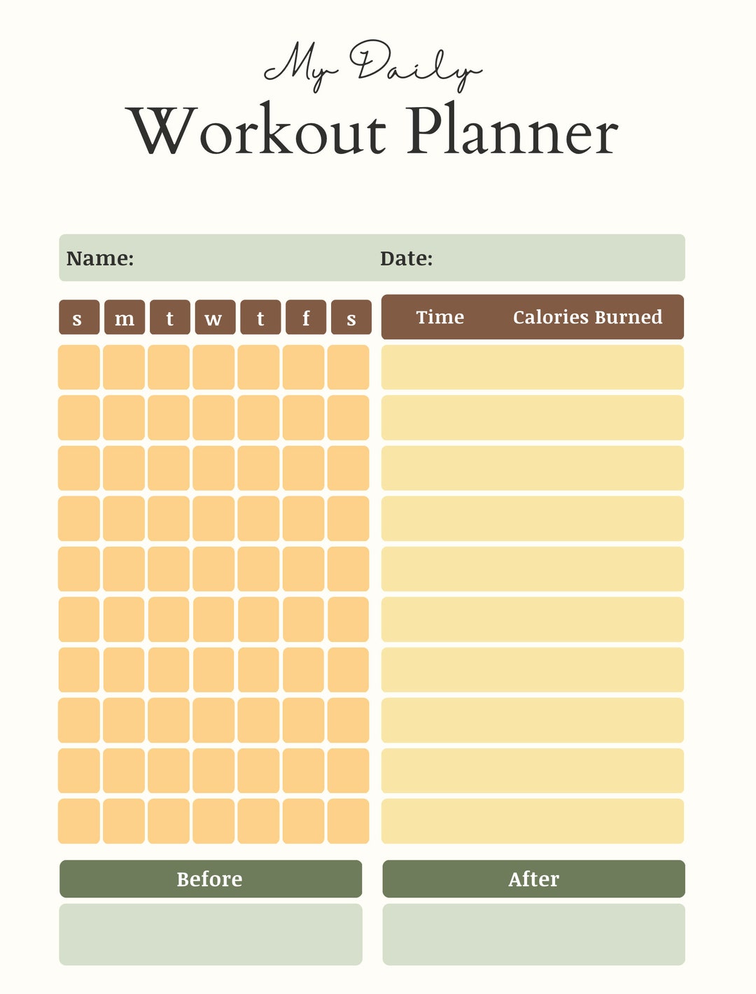 Daily Workout Tracker - Etsy