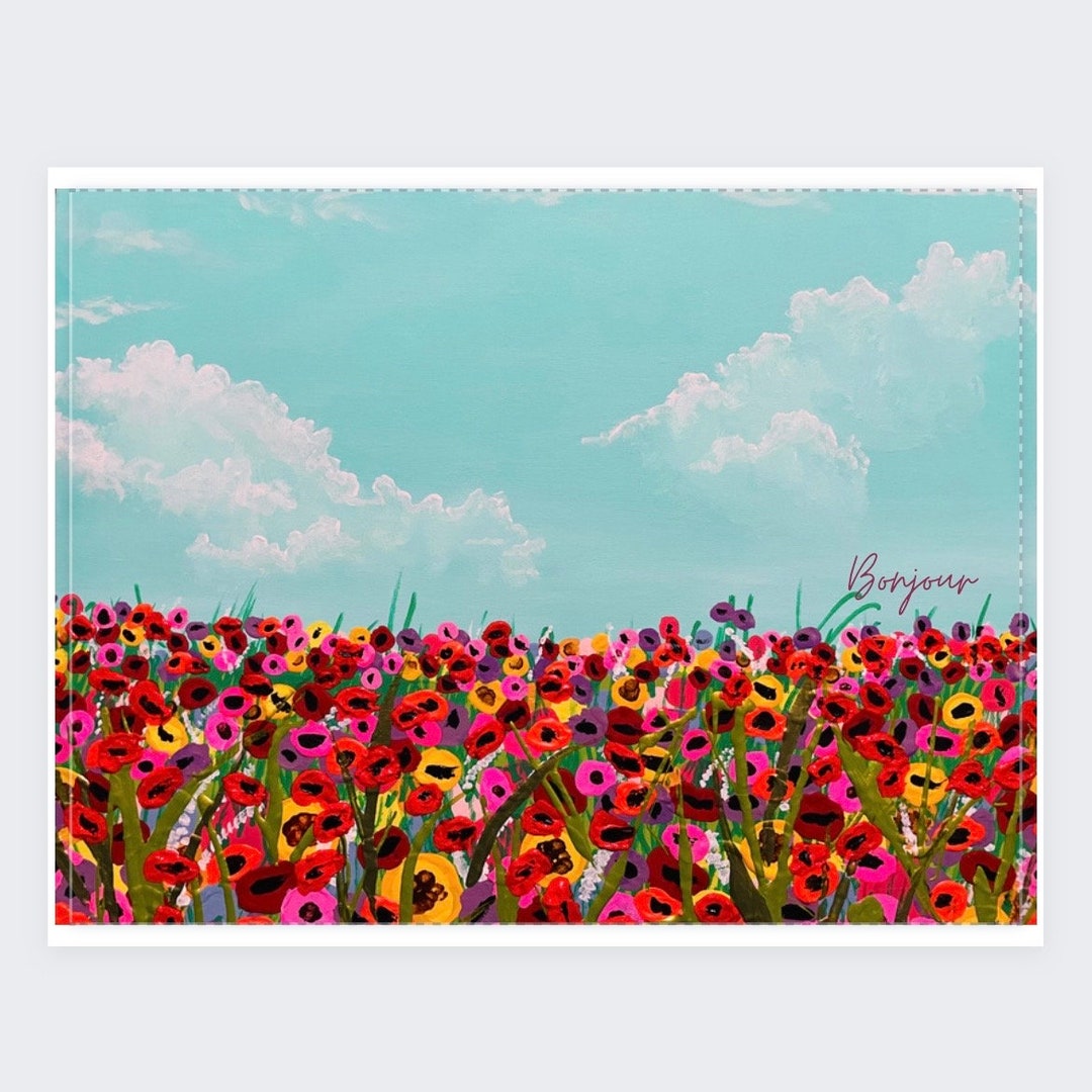 Any Occasion “bonjour” (means Hello!) Blank Postcard. Camping Art ...