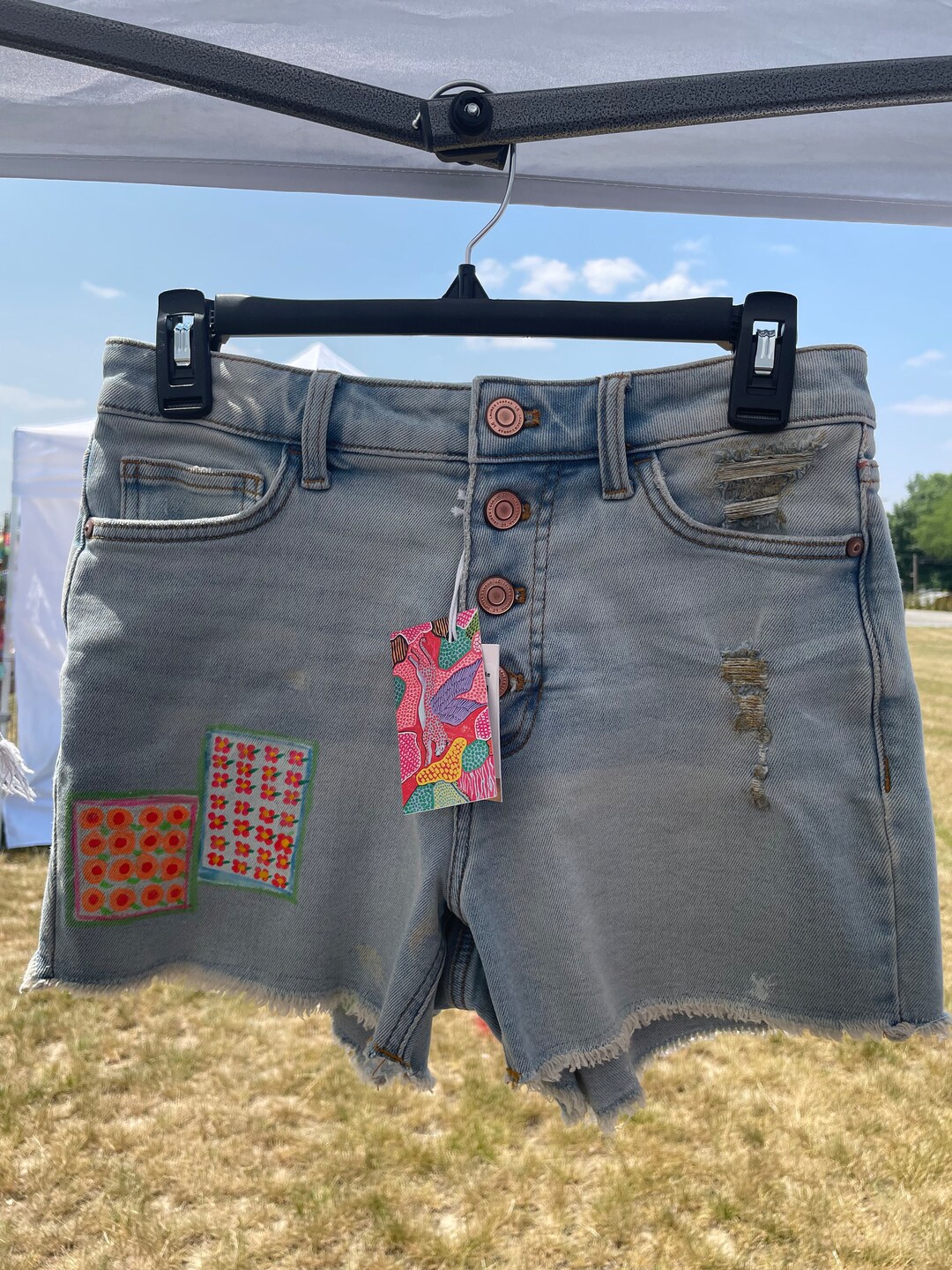 Handpainted Button Fly Shorts Jorts - Etsy