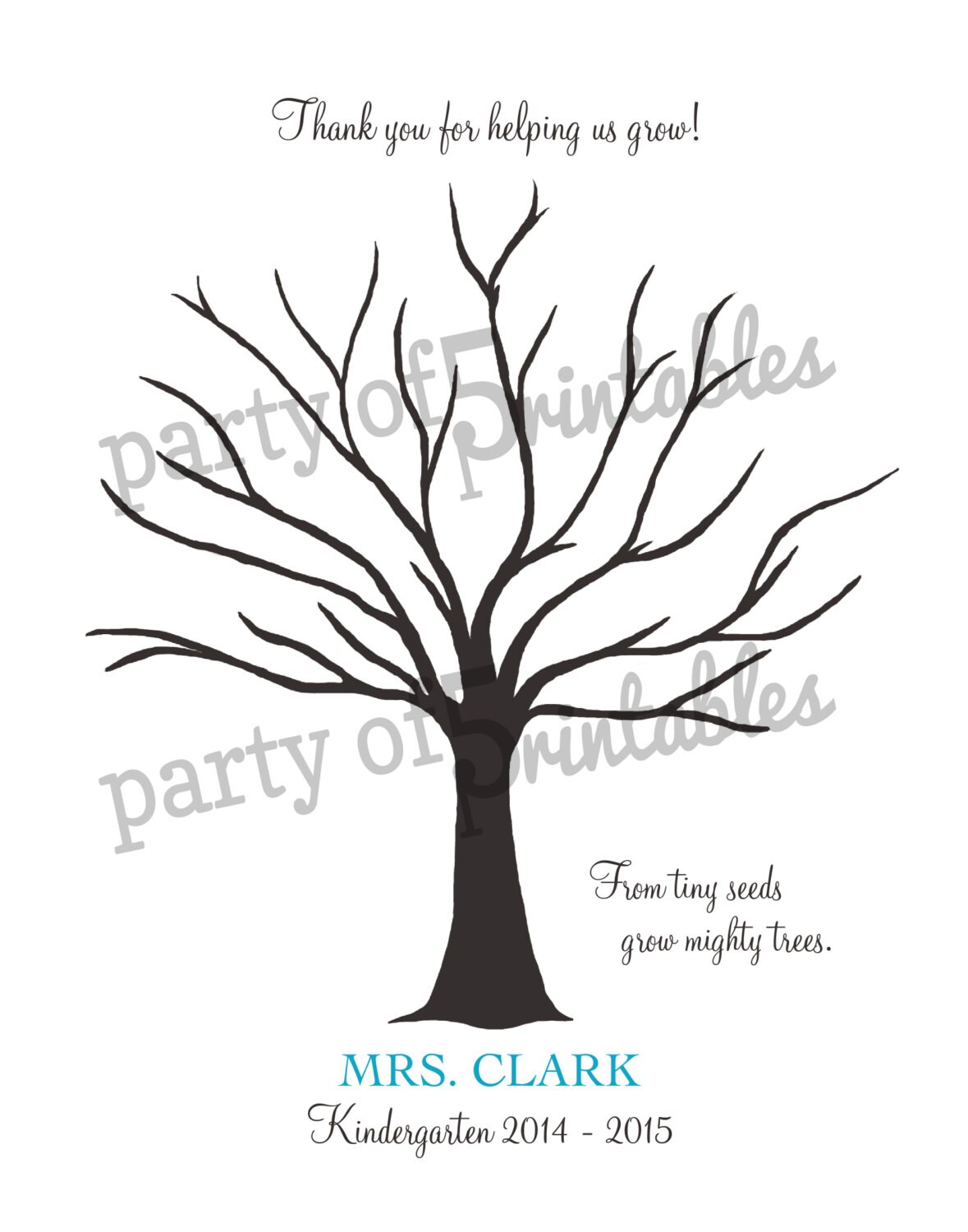 Custom Teacher Gift Teacher Fingerprint Tree Teacher - Etsy