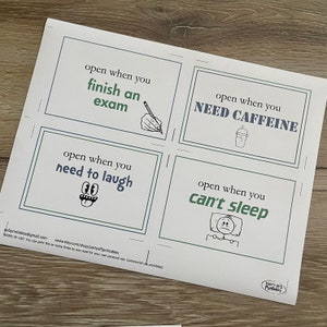 Open When Envelope Labels Dorm Card Labels Open When - Etsy