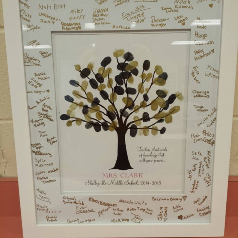 Teacher Appreciation Gift Fingerprint Tree, Plant Seeds Quote ...