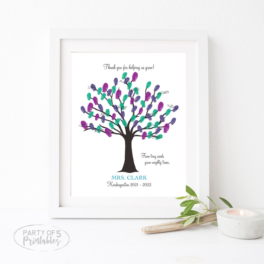 Custom Teacher Gift, Teacher Fingerprint Tree, Teacher Appreciation ...