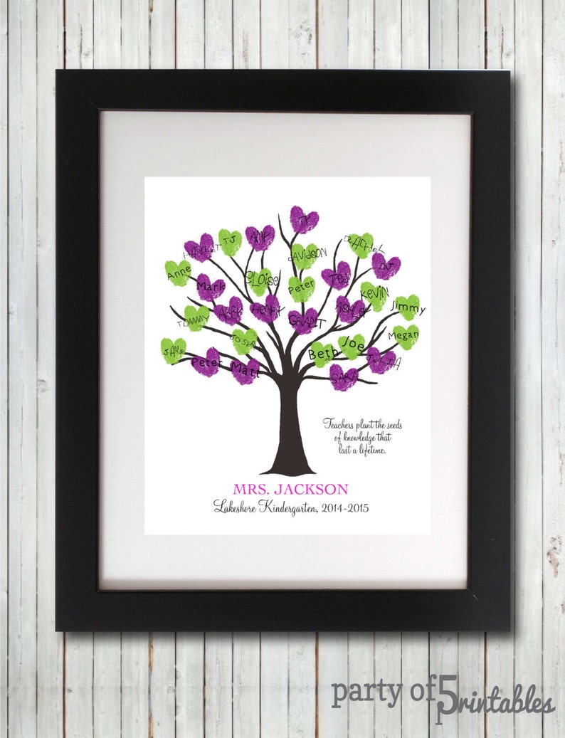 Teacher Appreciation Gift Fingerprint Tree, Plant Seeds Quote ...