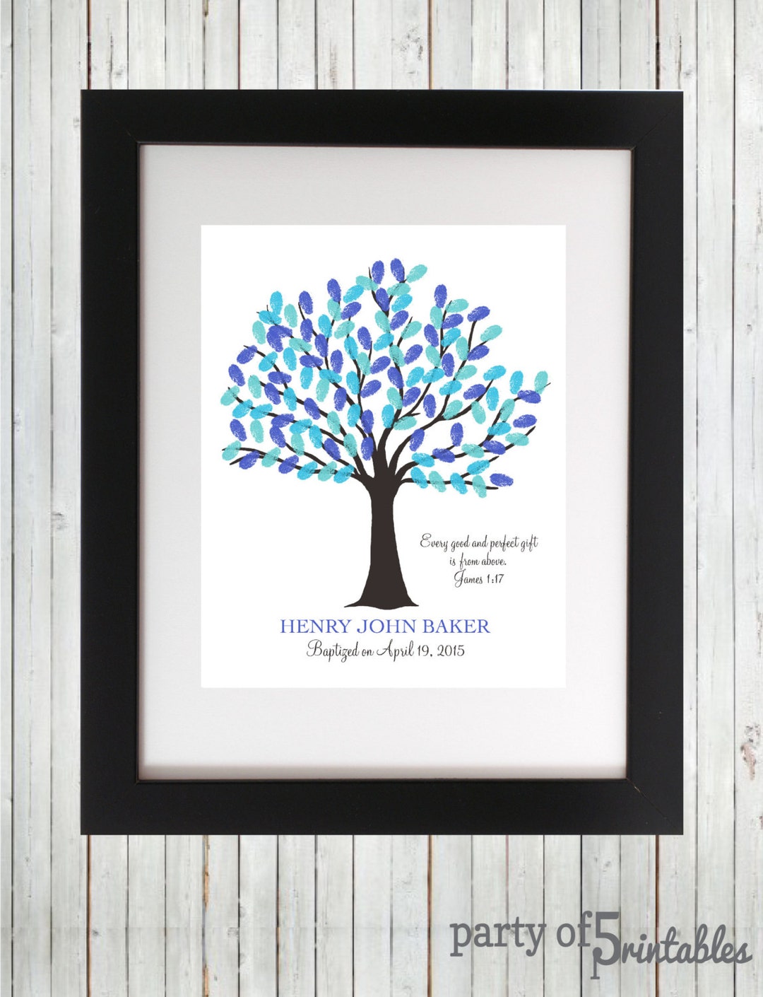 Baptism Fingerprint Tree Guestbook: Boy Christening Art (digital PDF ...
