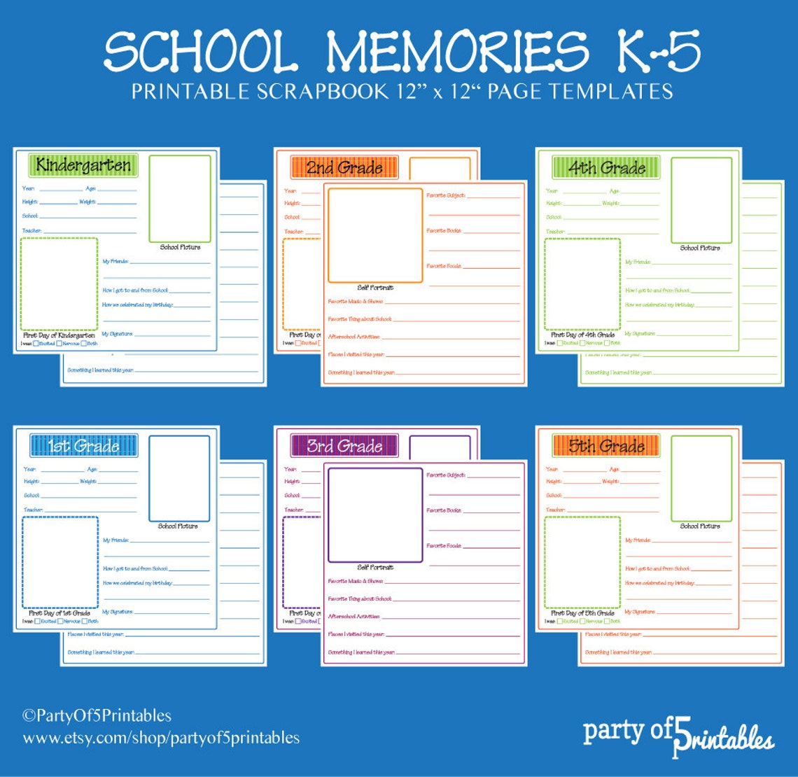 School Memories Scrapbook Pages Scrapbook Page Template - Etsy